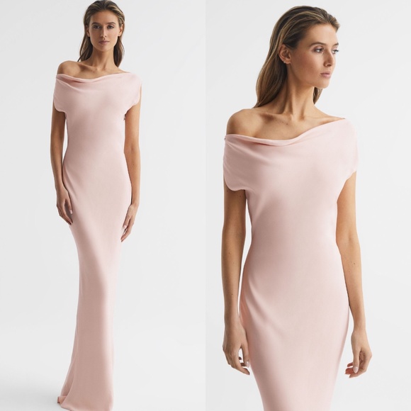 Reiss | Dresses | Reiss Loreta Blush Ivory Off The Shoulder Gown Final ...